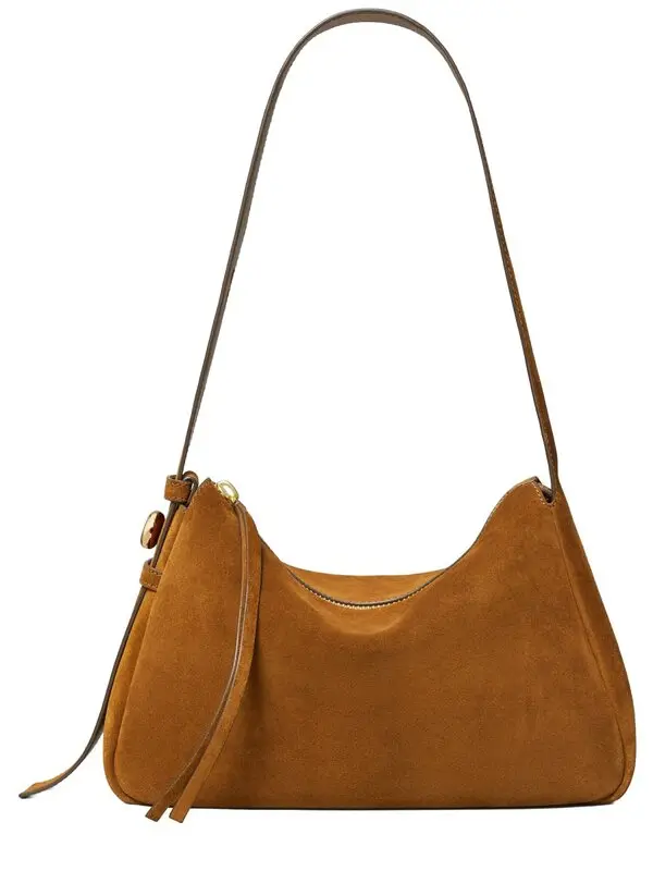 Tory Burch Suede Shoulder Bag - Beige