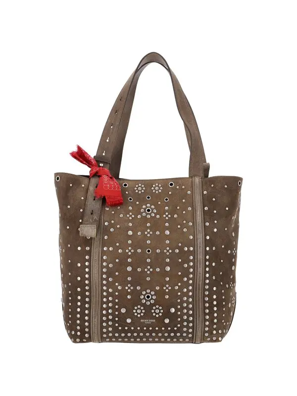 GOLDEN GOOSE Studded Leather Tote Bag - Taupe