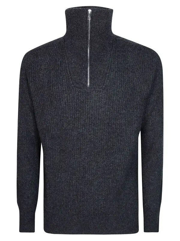 AMARANTO Zip Up Knit Sweater - Grigio