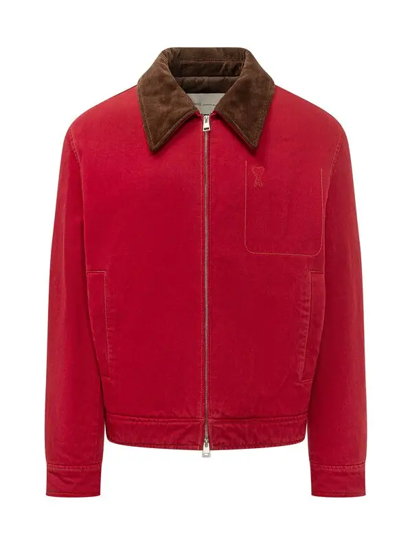 AMI Paris Red Zipped Coeur Jacket