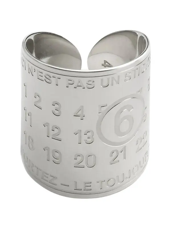 MAISON MARGIELA Number-embossed Wide Cuff Bracelet - Silver