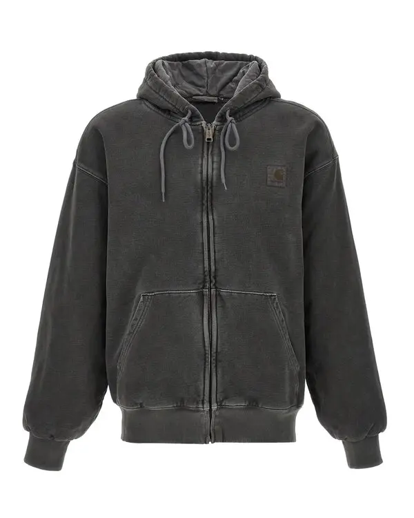 Carhartt Work In Progress Washed Cotton Zip Hoodie - Black