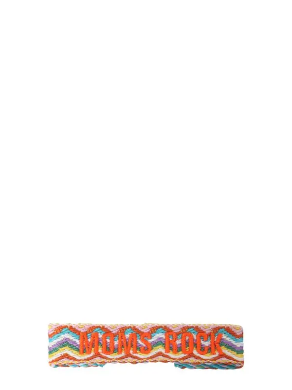 LABEL K Braided Fabric Bracelet With Embroidered "moms Rock" Message - Multicolour