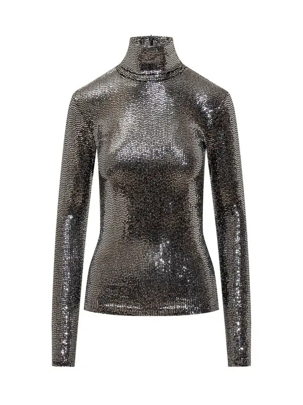 Isabel Marant Étoile Mini Knit Sweater With Metallic Accents - Black/silver
