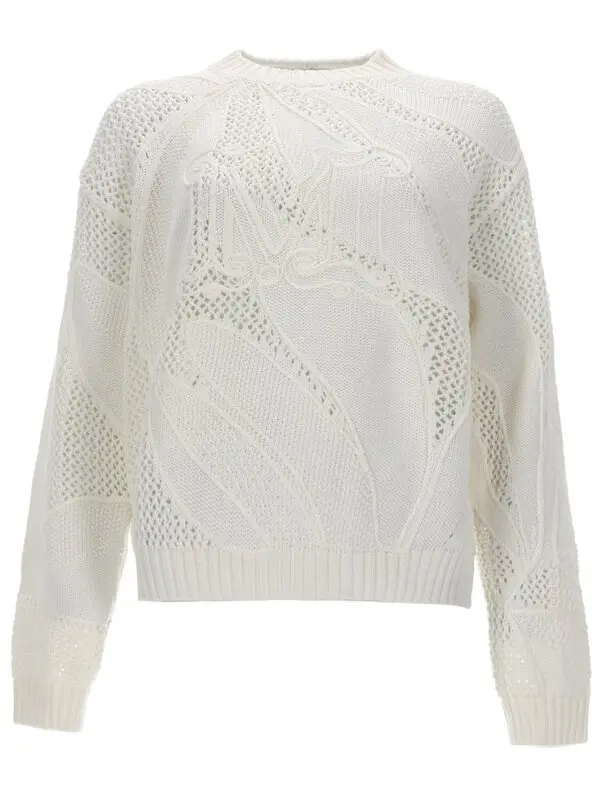 Max Mara Embroidered Cotton Sweater - White