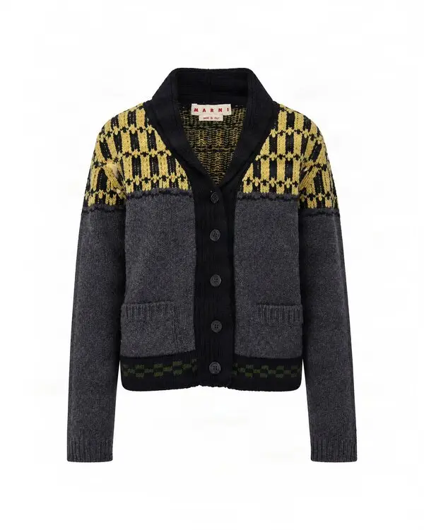 Marni Patterned Knit Cardigan - Graphite