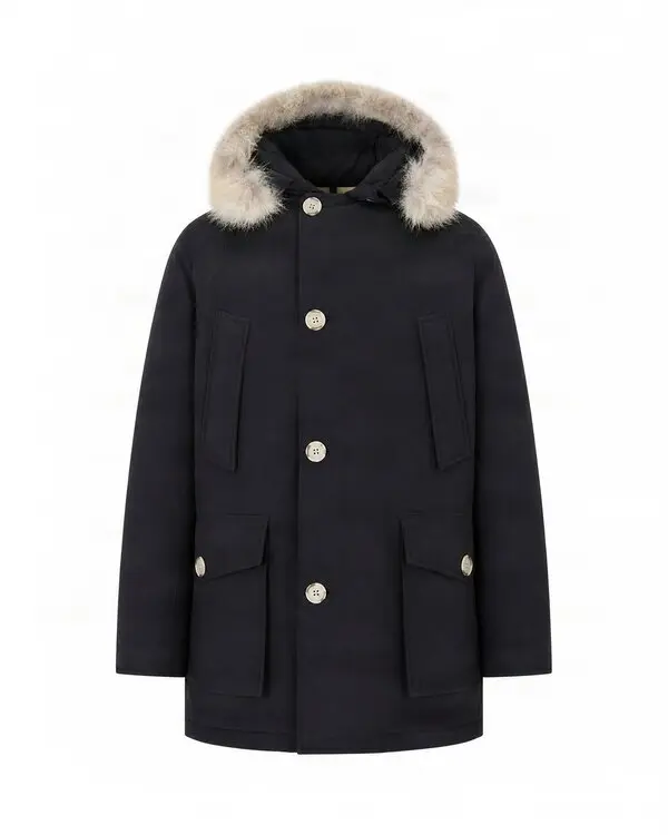 Woolrich Hooded Fur-trim Parka Coat - Black