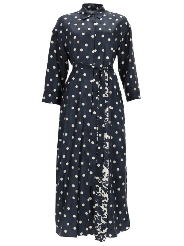 Max Mara Printed Silk Midi Dress - Blue