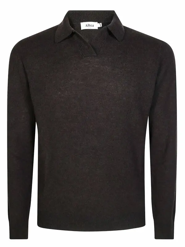Altea Open-collar Cashmere-merino Polo Sweater - Marrone