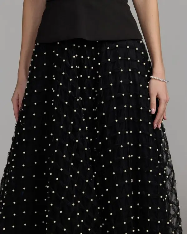 Mac Duggal Petite Halter Pearl Embellished A-line Gown