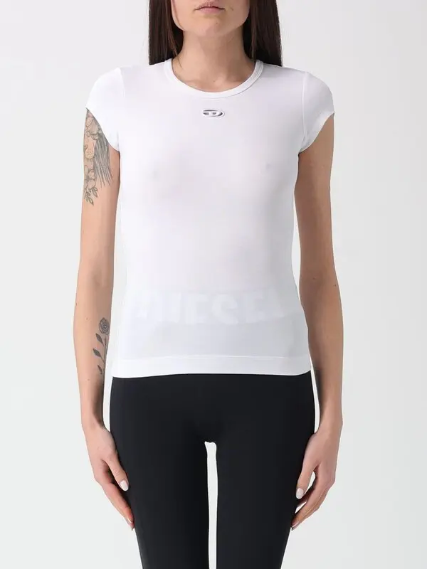 DIESEL® Slim Fit Cotton T-shirt With Oval D Logo - White