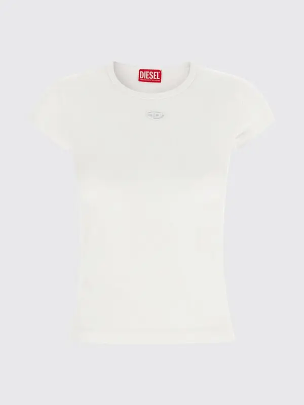 DIESEL® Slim Fit Cotton T-shirt With Oval D Logo - White