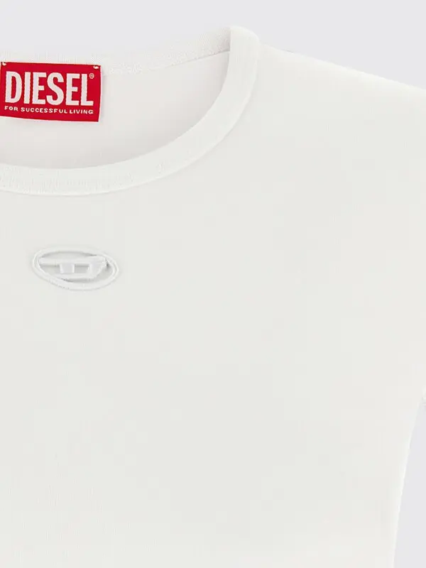 DIESEL® Slim Fit Cotton T-shirt With Oval D Logo - White