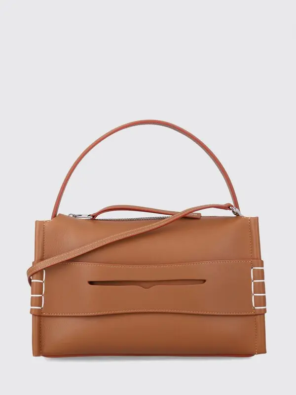 JW Anderson Loafer Smooth Calfskin Leather Handbag With Contrast Stitching - Brown