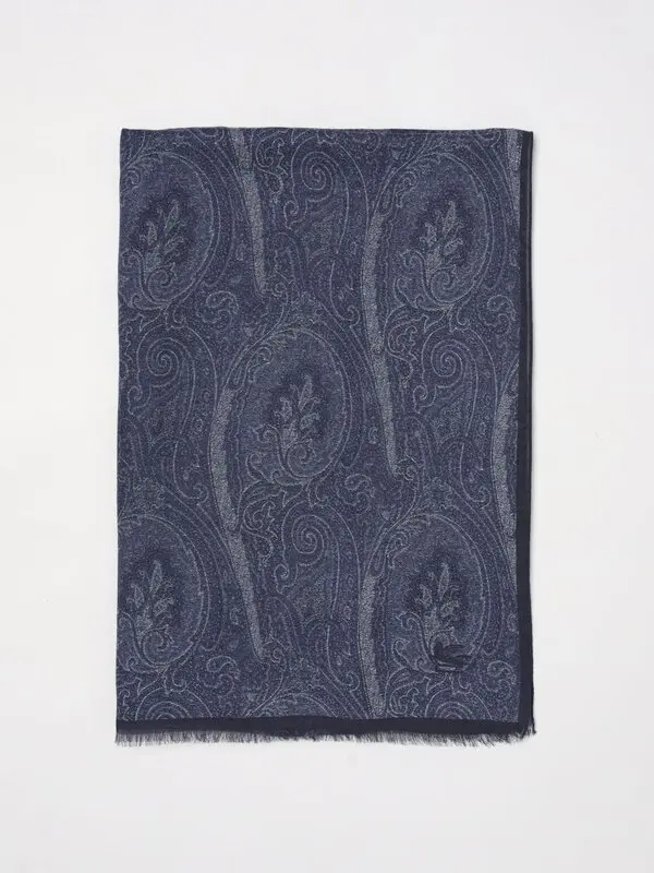 Etro Fringed Paisley Jacquard Cashmere Scarf - Blue