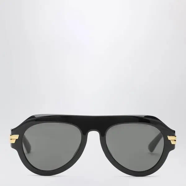 Bottega Veneta Black Aviator Sunglasses In Acetate - Grey