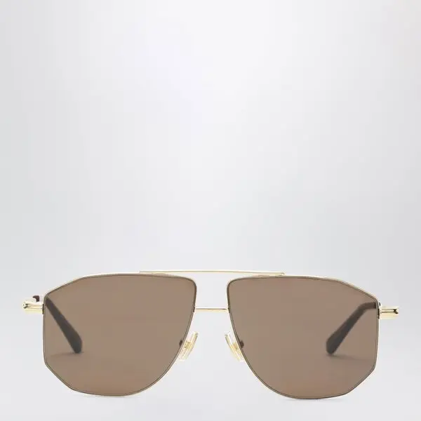 Bottega Veneta Gold-tone Sunglasses In Metal - Brown