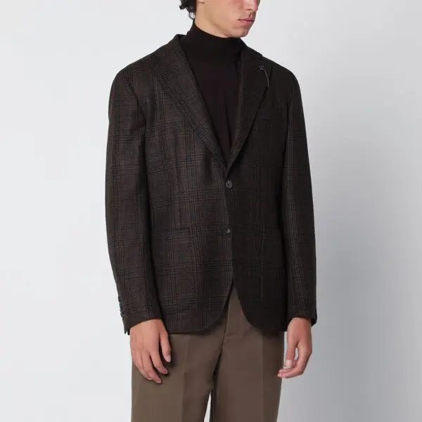 SANTANIELLO Prince Of Wales Check Single-breasted Blazer - Brown