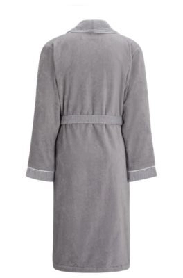 BOSS Cotton-velvet Dressing Gown With Textured Trims