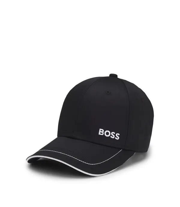 BOSS Cotton-twill Cap With Contrast Trim And Embroidered Logo - Black