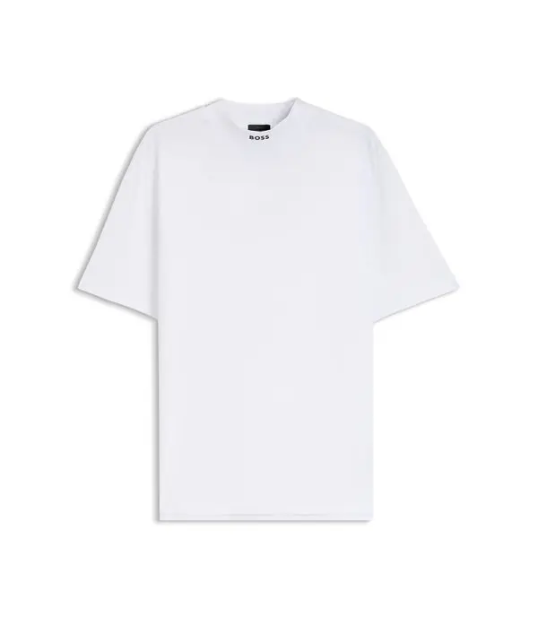 BOSS Relaxed-fit Mock-neck T-shirt In Stretch Cotton - White