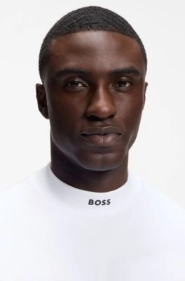 BOSS Relaxed-fit Mock-neck T-shirt In Stretch Cotton