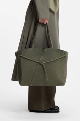 BOSS Revers Suede Tote Bag With Braided Belt