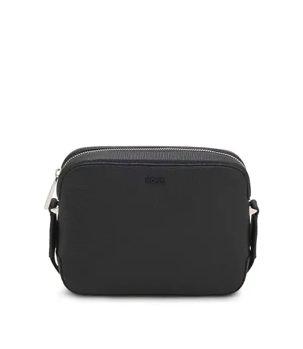 BOSS Grained-leather Crossbody Bag With Logo