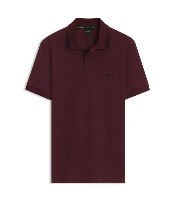 BOSS Cotton Slim-fit Polo Shirt With Contrast Trims - Dark Pink