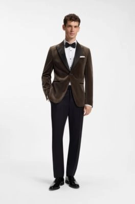 BOSS Slim-fit Tuxedo Jacket In Cotton Velvet