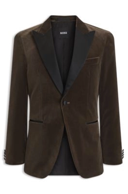 BOSS Slim-fit Tuxedo Jacket In Cotton Velvet