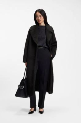 BOSS Cocoon Coat In Textured Wool Blend