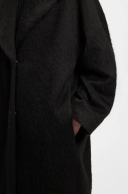 BOSS Cocoon Coat In Textured Wool Blend