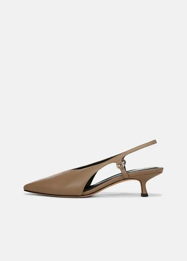 Vince Sabrina Leather Slingback Kitten Heel - Sand Shell