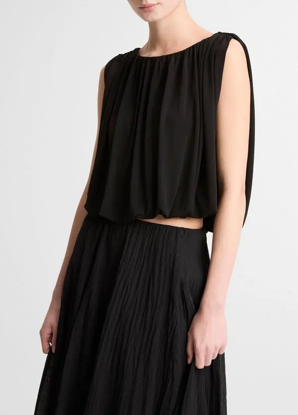 Vince Matte Jersey Bubble Top - Black