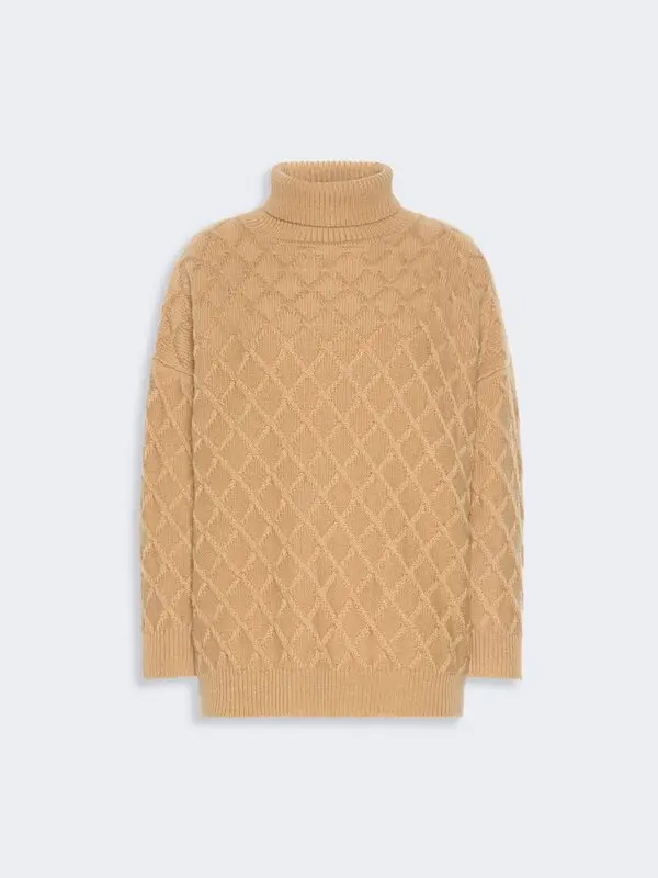 Max Mara Oversized Diamond Wool And Cashmere Sweater - Camel