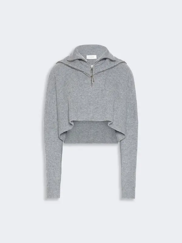Max Mara Oversized Wool And Cashmere Cropped Sweater - Medium Grey