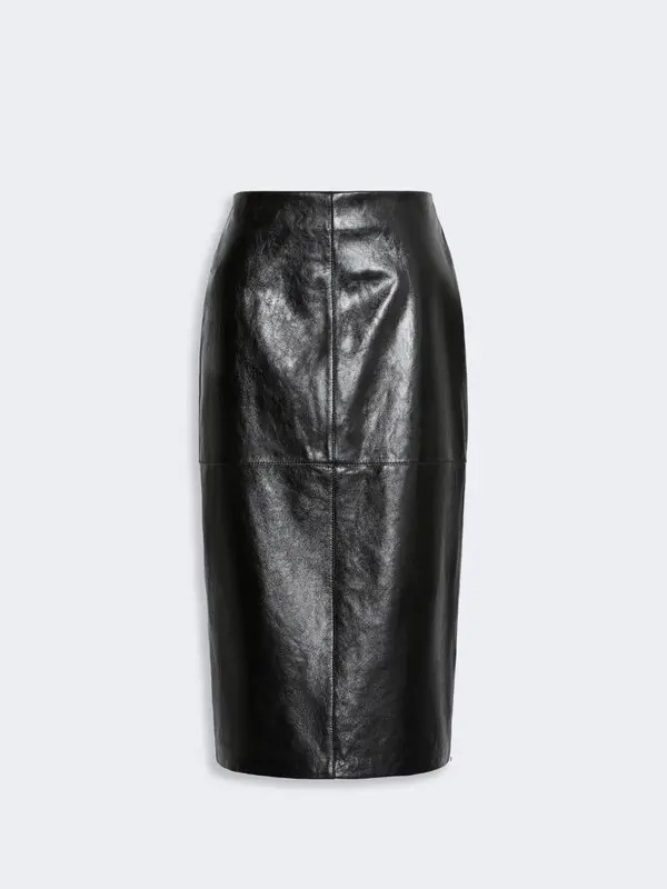Max Mara Nappa-leather Midi Skirt - Black