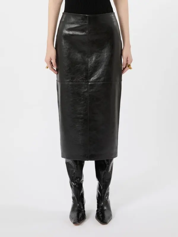 Max Mara Nappa-leather Midi Skirt