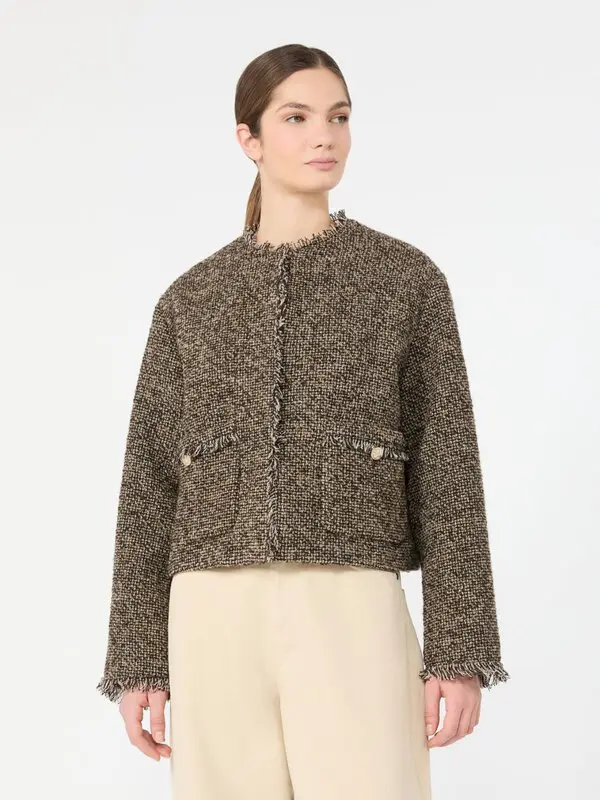 Max Mara Wool Blend Bouclé Boxy Jacket