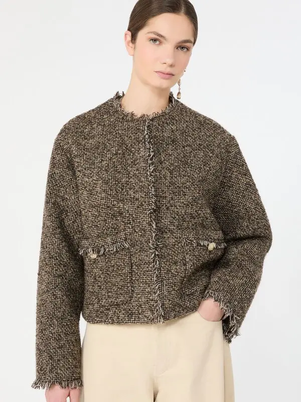 Max Mara Wool Blend Bouclé Boxy Jacket