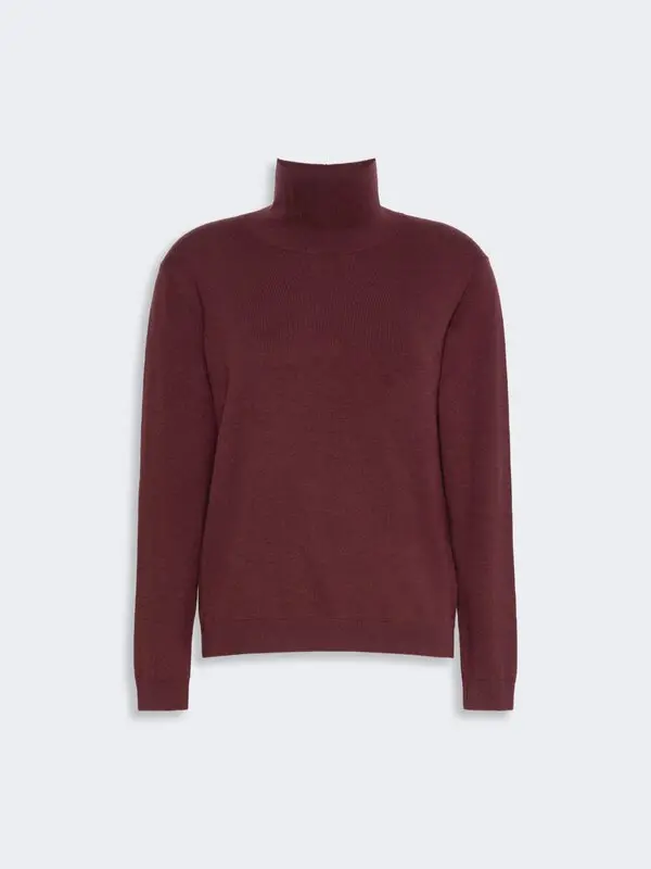 Max Mara Wool And Silk Knit Turtleneck - Bordeaux