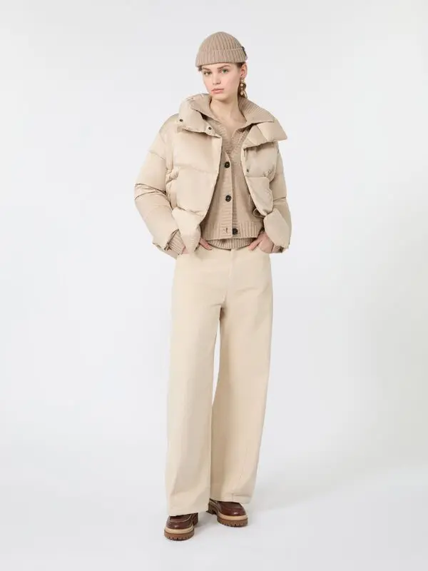 Max Mara Short Down Jacket In Technical Satin