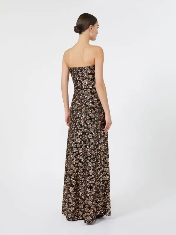 Max Mara Embroidered And Sequinned Tulle Bustier Dress