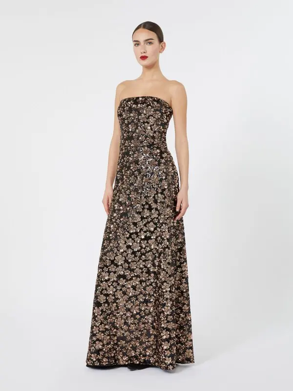 Max Mara Embroidered And Sequinned Tulle Bustier Dress