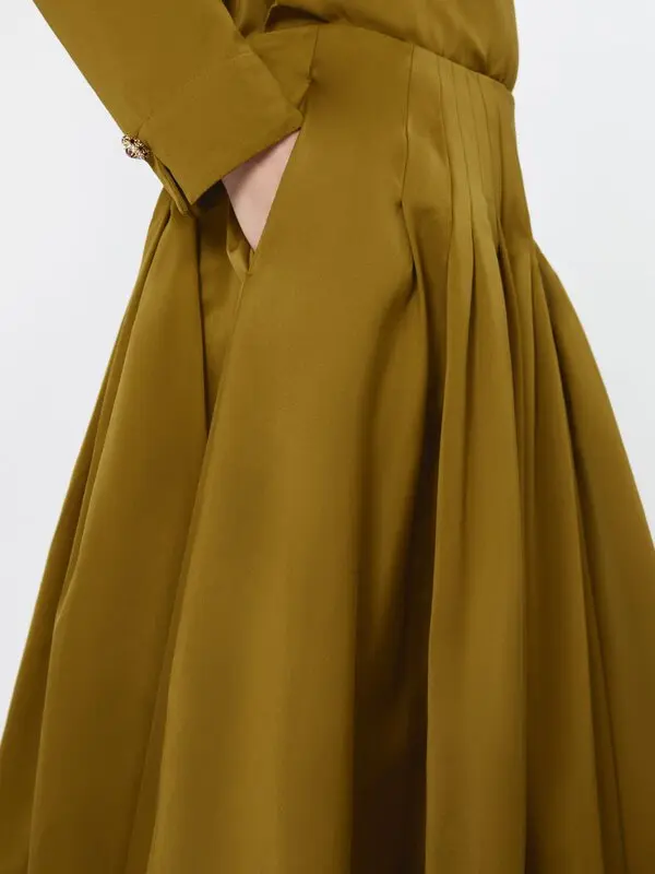 Max Mara Cotton-blend Satin Flared Skirt