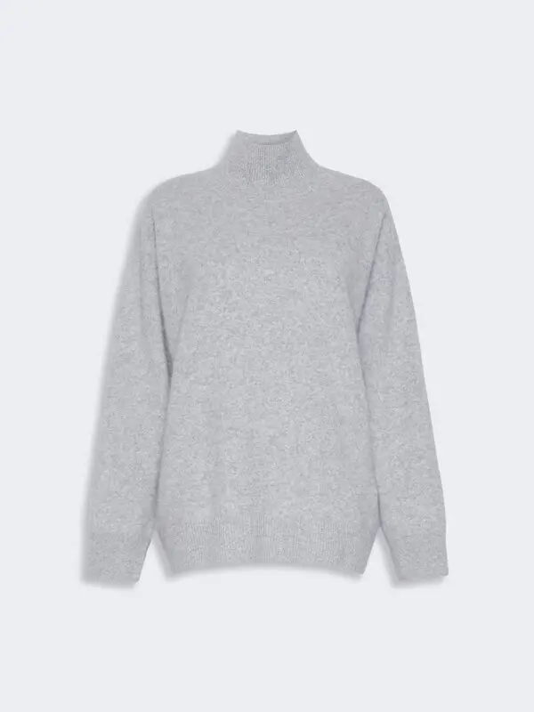 Max Mara Brushed Wool Polo-neck Sweater - Medium Grey