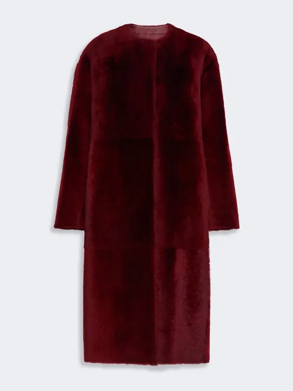 Max Mara Sheepskin Midi Coat - Bordeaux