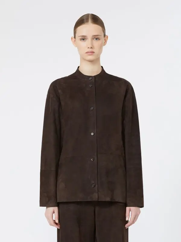 Max Mara Suede Mandarin-neck Jacket