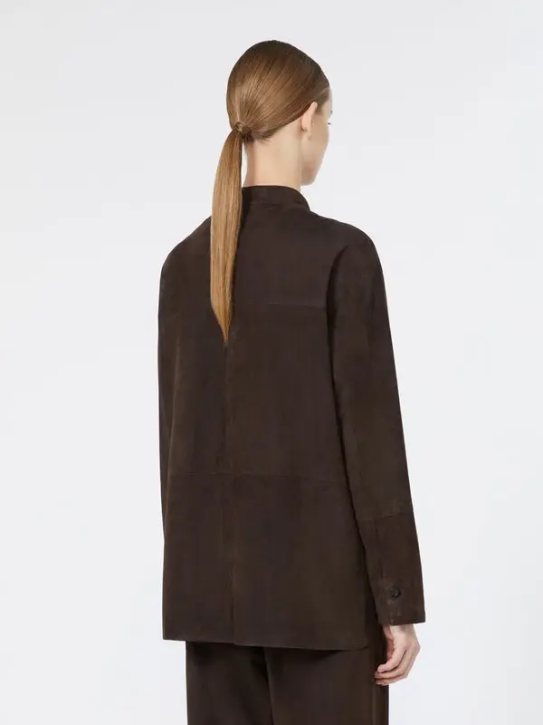 Max Mara Suede Mandarin-neck Jacket